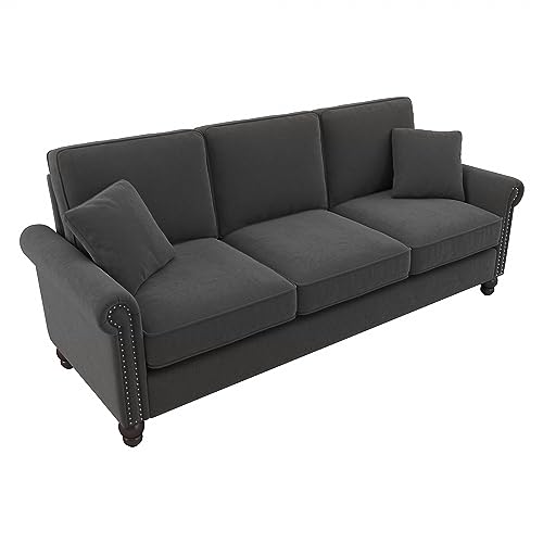 Bush Furniture Coventry Sofa, 85W, Charcoal Gray Herringbone Fabric