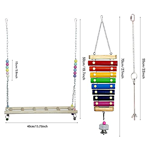 WDSHCR Chicken Toys Chicken Xylophone Toys for Hens, Chicken Swing Ladder Toys and Vegetable Hanging Feeder for Chicken Coop 3 Packs (A)