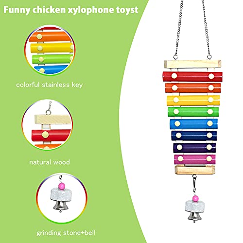 WDSHCR Chicken Toys Chicken Xylophone Toys for Hens, Chicken Swing Ladder Toys and Vegetable Hanging Feeder for Chicken Coop 3 Packs (A)