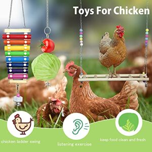 WDSHCR Chicken Toys Chicken Xylophone Toys for Hens, Chicken Swing Ladder Toys and Vegetable Hanging Feeder for Chicken Coop 3 Packs (A)