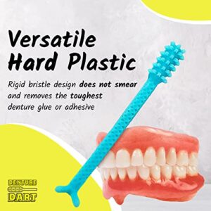 Denture Dart V2 Hard Plastic Denture Gel Adhesive Remover - Remove Denture Gel Adhesive from Mouth & Gums, Denture Glue Removal Tool, Oral Hygiene, Scraper w/Textured Grip and Rigid Bristles