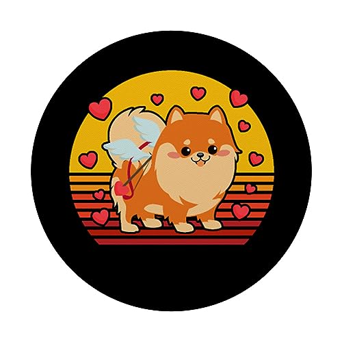 Valentines Day Cute Dog Pomeranian Puppy Dog Cupid Retro PopSockets Swappable PopGrip