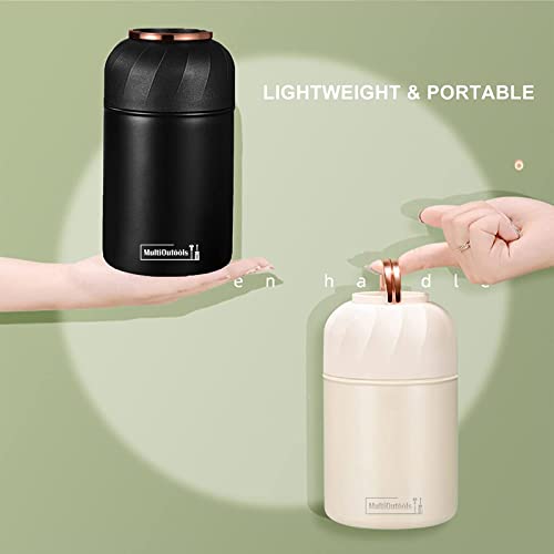 MultiOutools Vacuum insulated food jars with carry handle , stainless steel soup thermos for hot/cold food, Food containers with foldable spoon for Camping