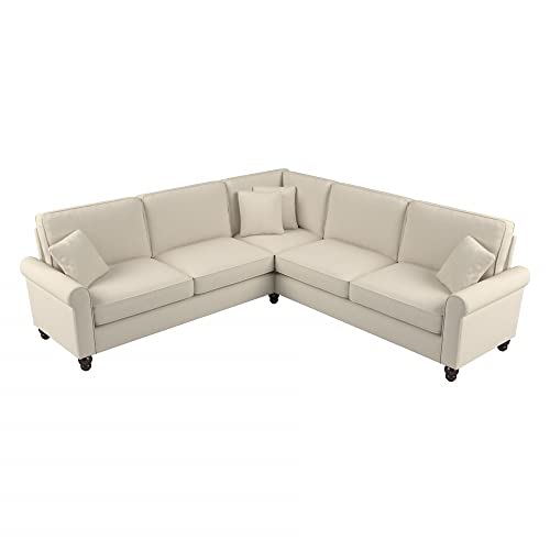 Bush Furniture Hudson L Shaped Sectional Couch, 99W, Cream Herringbone