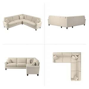 Bush Furniture Hudson L Shaped Sectional Couch, 99W, Cream Herringbone