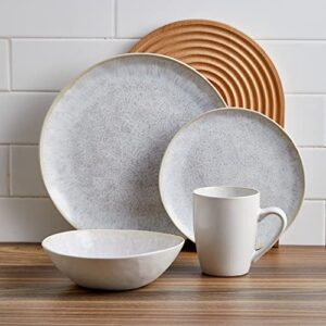 stone lain romy stoneware dinnerware set, 16-piece service for 4, white