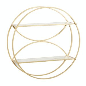 cosmoliving by cosmopolitan metal round 2 shelf wall shelf, 22" x 7" x 22", gold