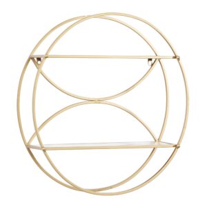 CosmoLiving by Cosmopolitan Metal Round 2 Shelf Wall Shelf, 22" x 7" x 22", Gold