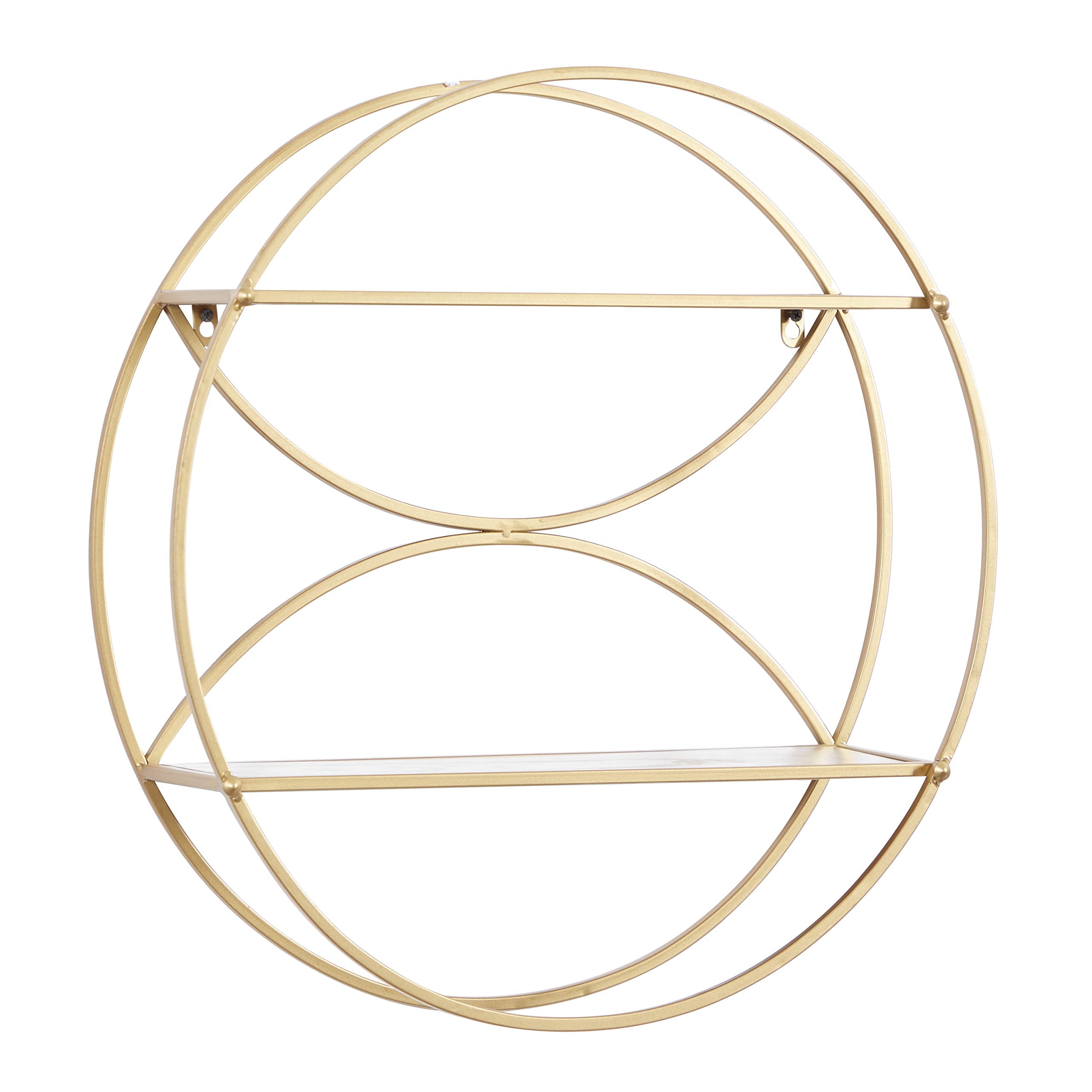 CosmoLiving by Cosmopolitan Metal Round 2 Shelf Wall Shelf, 22" x 7" x 22", Gold