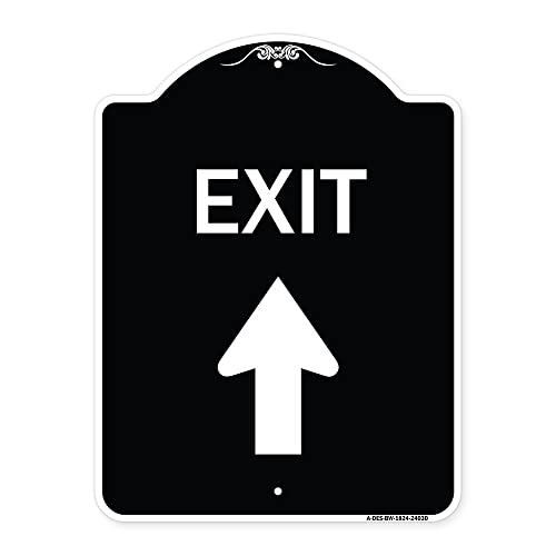 SignMission Designer Series Sign - Exit Sign Exit with Up Arrow | Black & White 18" x 24" Heavy-Gauge Aluminum Architectural Sign | Protect Your Business & Municipality | Made in The USA