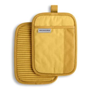 kitchenaid beacon two-tone non-slip pot holder set, majestic yellow, 7"x10", 2 piece