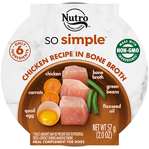 Nutro So Simple Meal Complement Wet Dog Food Chicken Recipe in Bone Broth, 2 oz. Tubs, Pack of 10