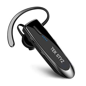 tek styz headset compatible with honor 50 lite in ear bluetooth 5.0 wireless earpiece, ipx3 waterproof, dual microphones, noise reduction (black/silver)