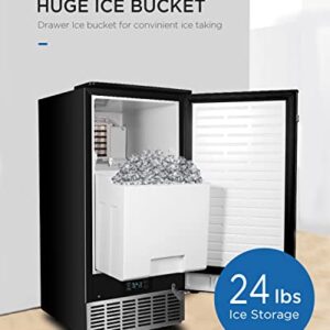 Watoor Undercounter Commercial Ice Machine Built-in Ice Maker with Reversible Door, Auto Self-Cleaning Built-in or Freestanding 80lbs Daily Capacity