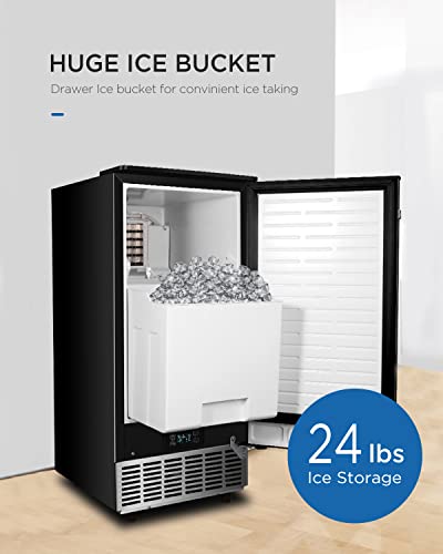 Watoor Undercounter Commercial Ice Machine Built-in Ice Maker with Reversible Door, Auto Self-Cleaning Built-in or Freestanding 80lbs Daily Capacity