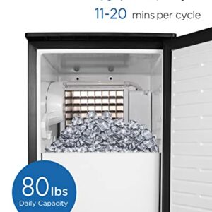 Watoor Undercounter Commercial Ice Machine Built-in Ice Maker with Reversible Door, Auto Self-Cleaning Built-in or Freestanding 80lbs Daily Capacity