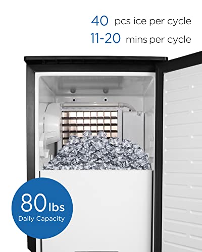 Watoor Undercounter Commercial Ice Machine Built-in Ice Maker with Reversible Door, Auto Self-Cleaning Built-in or Freestanding 80lbs Daily Capacity