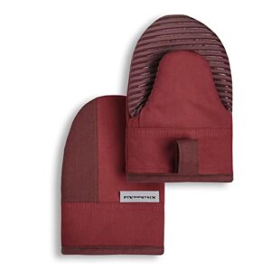 kitchenaid beacon two-tone non-slip mini oven mitt set, smoked paprika, 5.5"x8", 2 piece