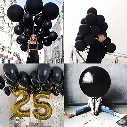 DUILE 135PCS Matte Black Balloon Arch Garland Kit Black Balloons Different Size for Party Decorations Wedding Graduation Mens Birthday Party Anniversary Gender Reveal Shower Decor