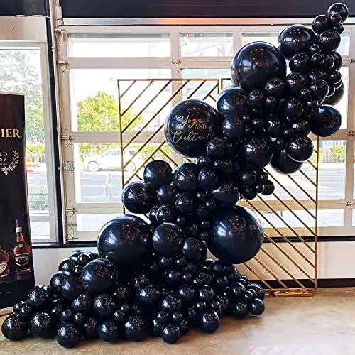 DUILE 135PCS Matte Black Balloon Arch Garland Kit Black Balloons Different Size for Party Decorations Wedding Graduation Mens Birthday Party Anniversary Gender Reveal Shower Decor