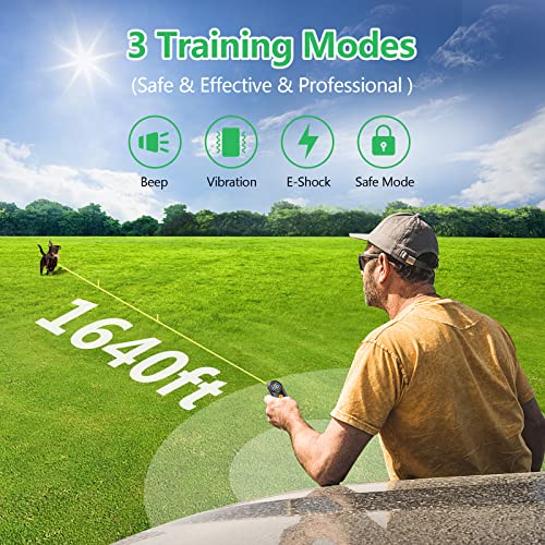 Dog Shock Collar,IPX7 Waterproof Dog Training Collar with 3Safe Training Modes,Beep,Vibration and Adjustable 0-16 Shock Levels,PORUIS Rechargeable Dog E-Collar for 8-120lb Dogs with 1640ft Remote