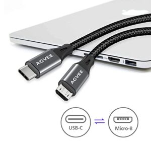 AGVEE 2 Pack 6ft USB-C OTG to Micro USB Cable, Braided Charger Data Sync Cord Charging Wire Adapter for Samsung Galaxy S7 S6, J7, J3, LG, PS4, Kindle, PS4 Xbox Controller, Android Phone, Dark Gray