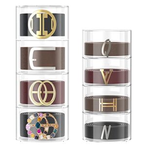 belt organizer masqudo acrylic 8 pack belt holder dispaly case storage holder for watches, jewelry, makeup, bracelets, rings