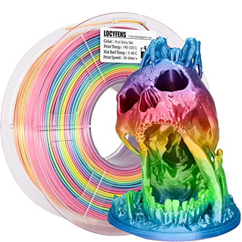 LOCYFENS Silk PLA Filament Multicolor, 3D Printer Filament Rainbow PLA Filament 1.75mm +/- 0.02mm, 3D Printing Filament 1kg/2.2lbs