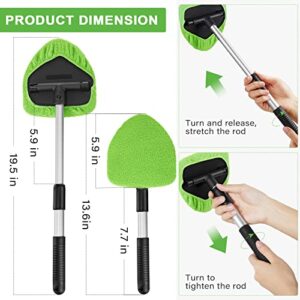 3 Packs Windshield Cleaner Car Window Cleaner Inside Car Windshield Cleaning Tool with Detachable Handle, 9 Reusable Microfiber Pads and 3 Spray Bottles for Interior Car Cleanser Brush Cleaning Kit