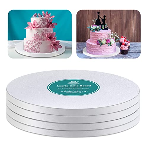 White Cake Drums Round 12 Inch Cake Boards with 1/2-Inch Thick Smooth Edges for Multi Tiered Birthday Wedding Party Cakes Drum Board