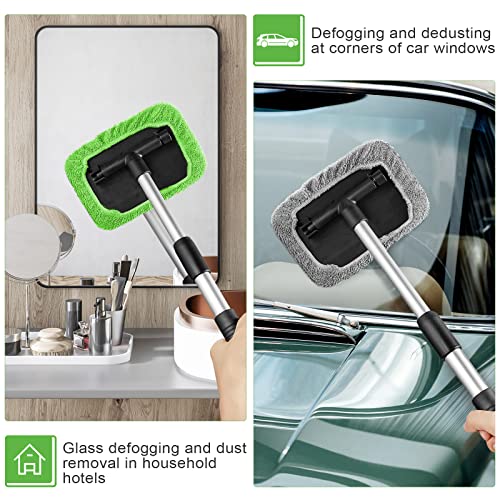 2 Sets Windshield Cleaner Car Window Cleaner Auto Window Cleaning Tool with Detachable Handle 6 Microfiber Pads and 2 Spray Bottles for Car Interior Car Cleanser Brush Car Cleaning Kit