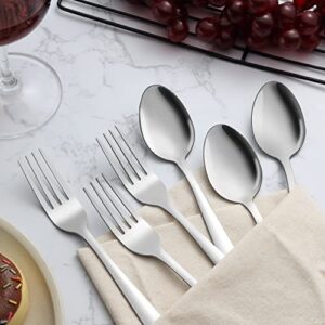 24-piece Forks and Spoons Silverware Set, Unokit Food Grade Stainless Steel Flatware Cutlery Set for Home, Kitchen and Restaurant, 12 Dinner Forks and 12 Dinner Spoons, Mirror Polished&Dishwasher Safe