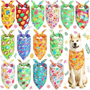 14 pieces easter dog bandanas set egg bunny rabbit triangle dog scarf bib holiday seasonal dog bandana washable pet kerchief spring bandana dog scarf for medium to large dogs cats