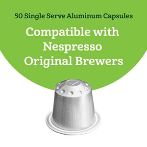 Amazon Fresh Espresso Suave Medium Roast Aluminum Capsules, Compatible with Nespresso Original Brewers, Intensity 6/13, 50 Count (5 Packs of 10)