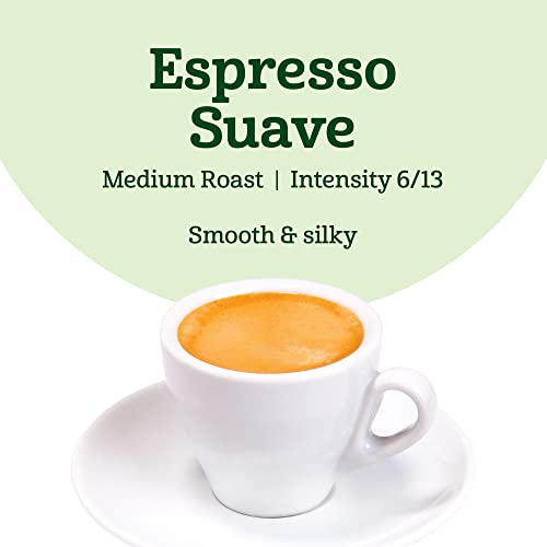 Amazon Fresh Espresso Suave Medium Roast Aluminum Capsules, Compatible with Nespresso Original Brewers, Intensity 6/13, 50 Count (5 Packs of 10)