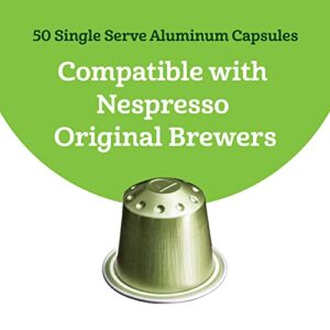 Amazon Fresh Espresso Decaffeinato Dark Roast Aluminum Capsules, Compatible with Nespresso Original Brewers, Intensity 9/13, 50 Count (5 Packs of 10)