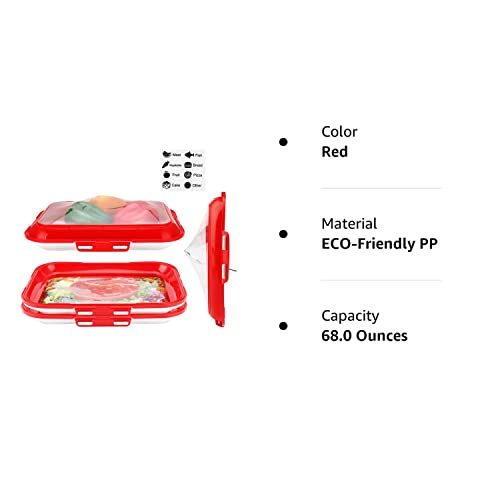 AOPO Food Storage Containers, 3 Pack Reusable Food Preservation Trays, Food Grade TPU Plastic Wrap, BPA Free, With Food Labels, Food Containers for Kitchen Pantry Organization and Storage, Red