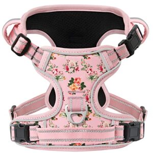 timos no pull dog harness,no need go over dogs head 3 snap buckles reflective oxford no choke puppy harness with front & back 2 metal leash clips soft padded vest harnesses for small medium large dogs