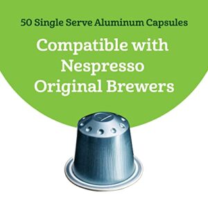 Amazon Fresh Lungo Medium Roast Aluminum Capsules, Compatible with Nespresso Original Brewers, Intensity 6/13, 50 Count (5 Packs of 10)