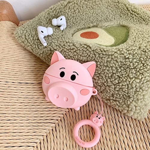 Huayou Cute Case Cover for 2021 Apple Airpods 3rd Generation with Keychain,Cool 3D Cartoon Fun Motorcycle Designed Shockproof Protective Soft Silicone Case for Women Men Girls Boys (Pink Pig)