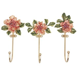 tricune vintage flower shaped decorative wall hooks rack hangers for hanging clothes coats towels keys hats, 3 pack antique metal mounted wall hook