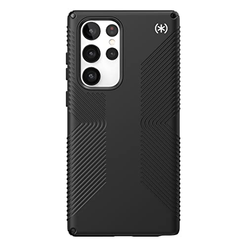 Speck Products Presidio2 Grip Samsung Galaxy S22 Ultra Case, Raised bezel, Black/Black/White