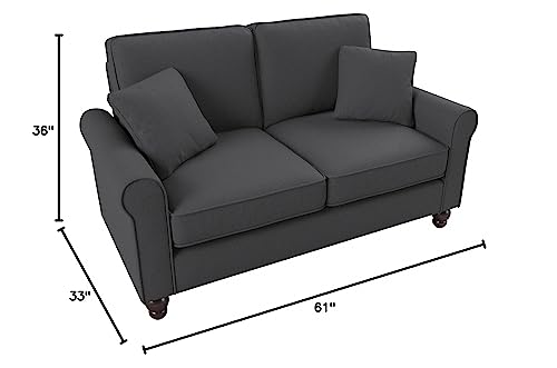 Bush Furniture Hudson 61-inch Stain-Resistant Contemporary Two Person Chair, Long Lasting Comfort Couch, Easy to Assemble Pet-Friendly Living Room Sofa to Lounge, 61W, Charcoal Gray Herringbone