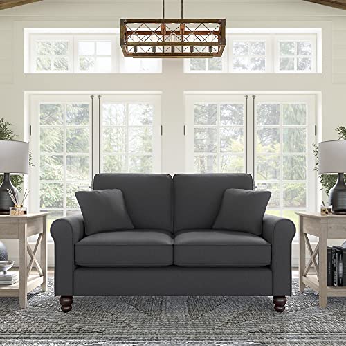 Bush Furniture Hudson 61-inch Stain-Resistant Contemporary Two Person Chair, Long Lasting Comfort Couch, Easy to Assemble Pet-Friendly Living Room Sofa to Lounge, 61W, Charcoal Gray Herringbone