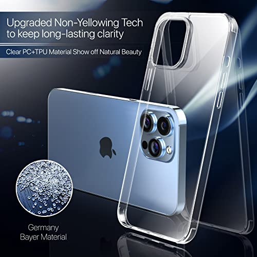 TZBAY Designed for iPhone 13 Pro Case, Crystal Clear [Not Yellowing] [Military Grade Drop Protection] [ Wireless Charging Compatible] Slim Thin Clear Phone Case 6.1 inch 2021 (Clear)