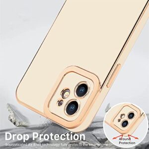 Lafunda Designed for iPhone 12 Case, Luxury Plating Cases for Women Girls Cute Electroplated Golden Edge Shockproof TPU Bumper Cover with Silicone Camera Protective Phone Case for iPhone 12 White