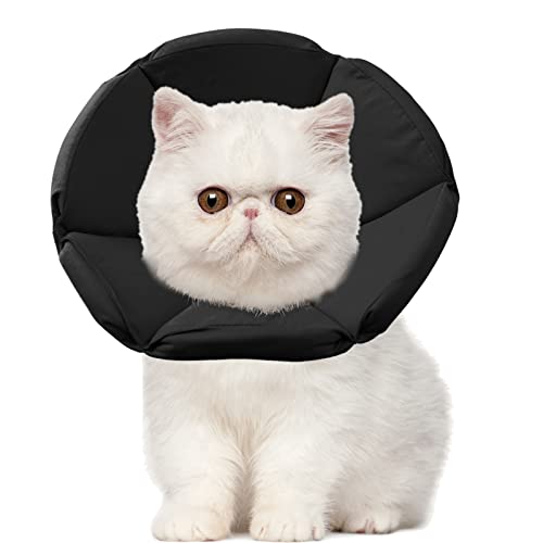 wintchuk Cat Recovery Collar Soft After Surgery, Elizabethan Collars for Anti-Bite Lick Wound Healing Safety Cone for Cat(S,Black)