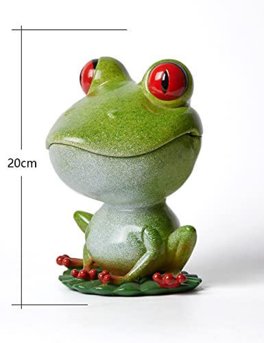 NENBOLEC Candy Dish Frog Cookie Jar Plate Statue Decor Sculpture Home Arts Gifts Polyresin Figurine Green 8 Inch