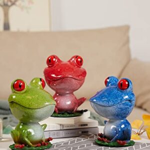 NENBOLEC Candy Dish Frog Cookie Jar Plate Statue Decor Sculpture Home Arts Gifts Polyresin Figurine Green 8 Inch