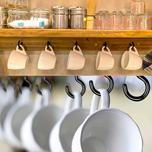 Ceiling Cup Hook JJHXSM 50PCS Vinyl Coated Screw in Ceiling Hooks Multi-Function Wall Hooks Kitchen Hooks Garage Hooks Cup Hooks 1-1/4Inch Black